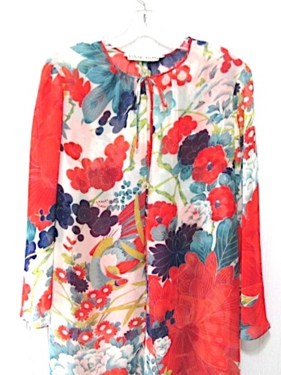 Hanae Mori | Swim | Hanae Mori Red White Blue Chiffon Open Front ...